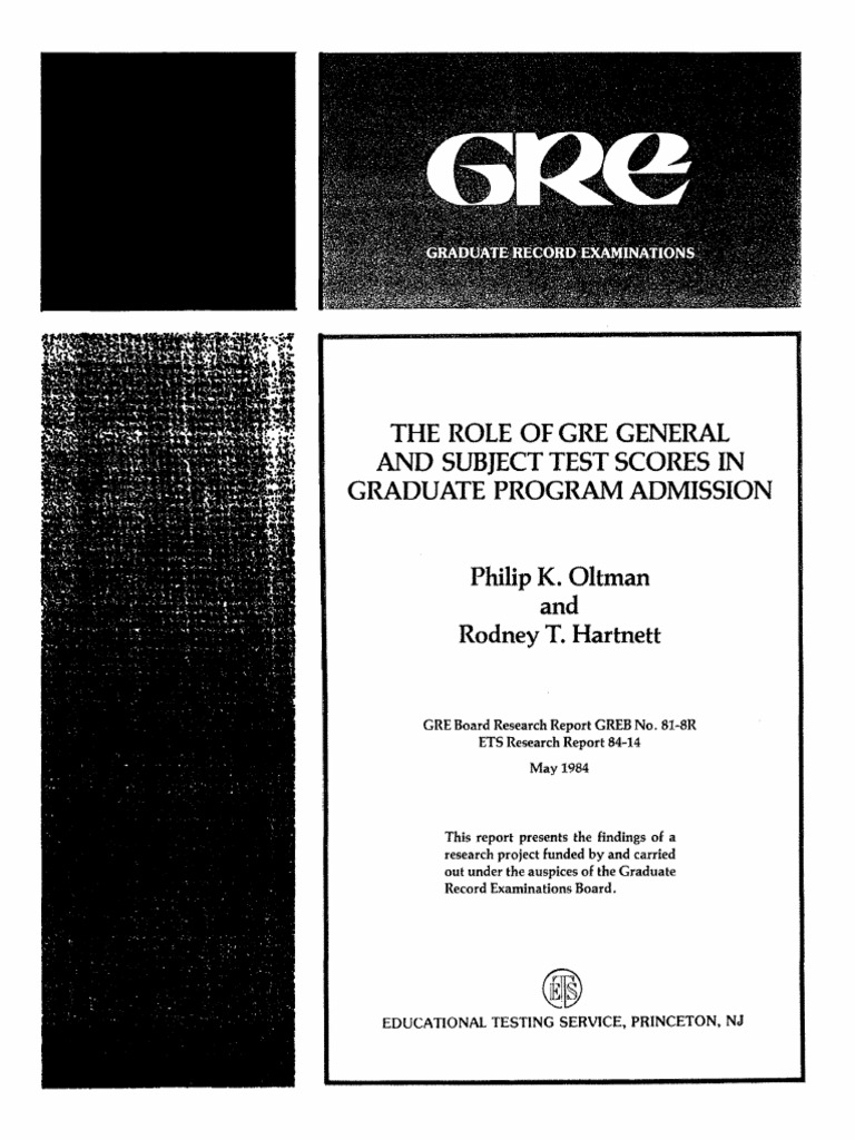 Ets Research Report Series - June 1984 - Oltman - The Role of GRE ...
