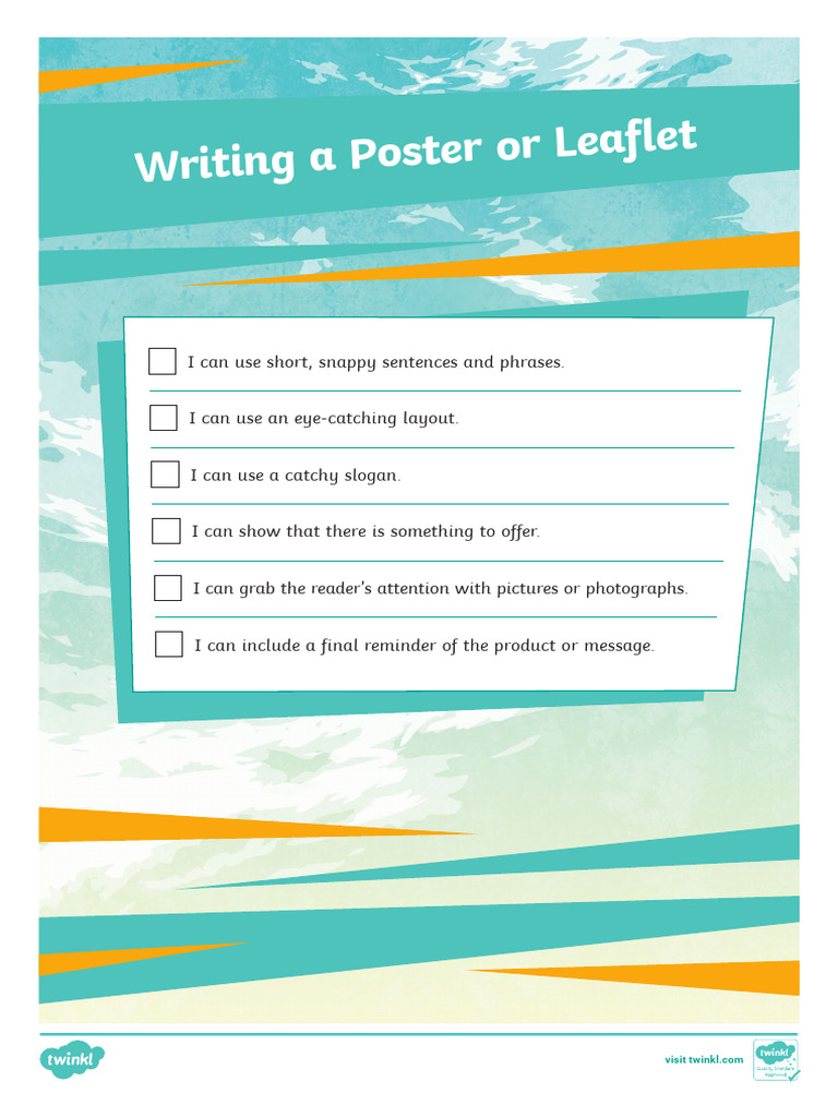 Writing A Poster or Leaflet Checklist Ver 1 | PDF