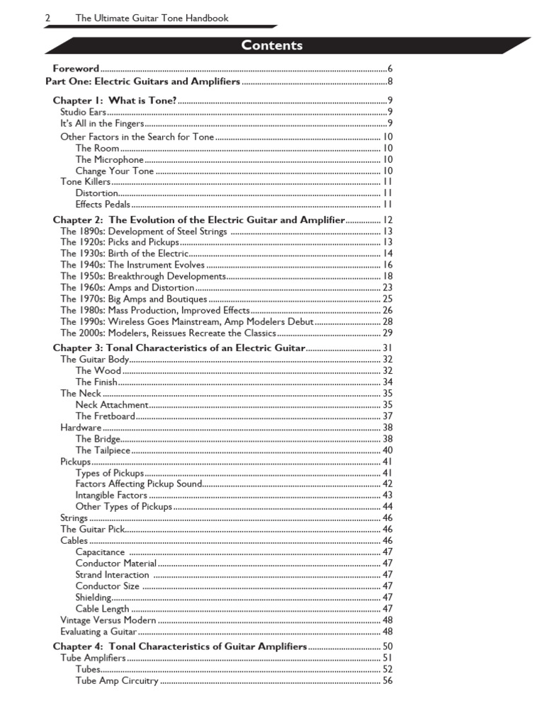Guitar Tone Handbook_spis Treści | PDF | Guitars | Microphone