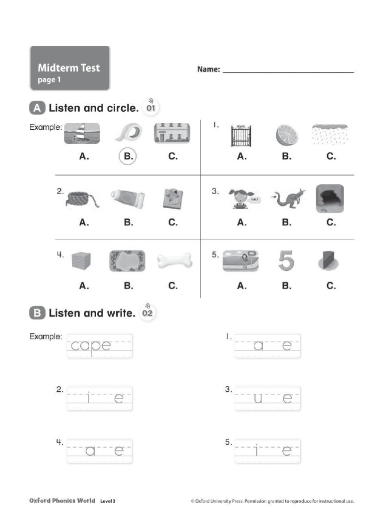 Oxford Phonic World3 Test | PDF