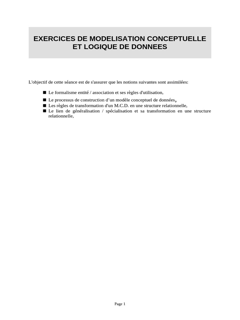 Modélisation Conceptuelle et Logique de Données | PDF | Bibliothèques ...