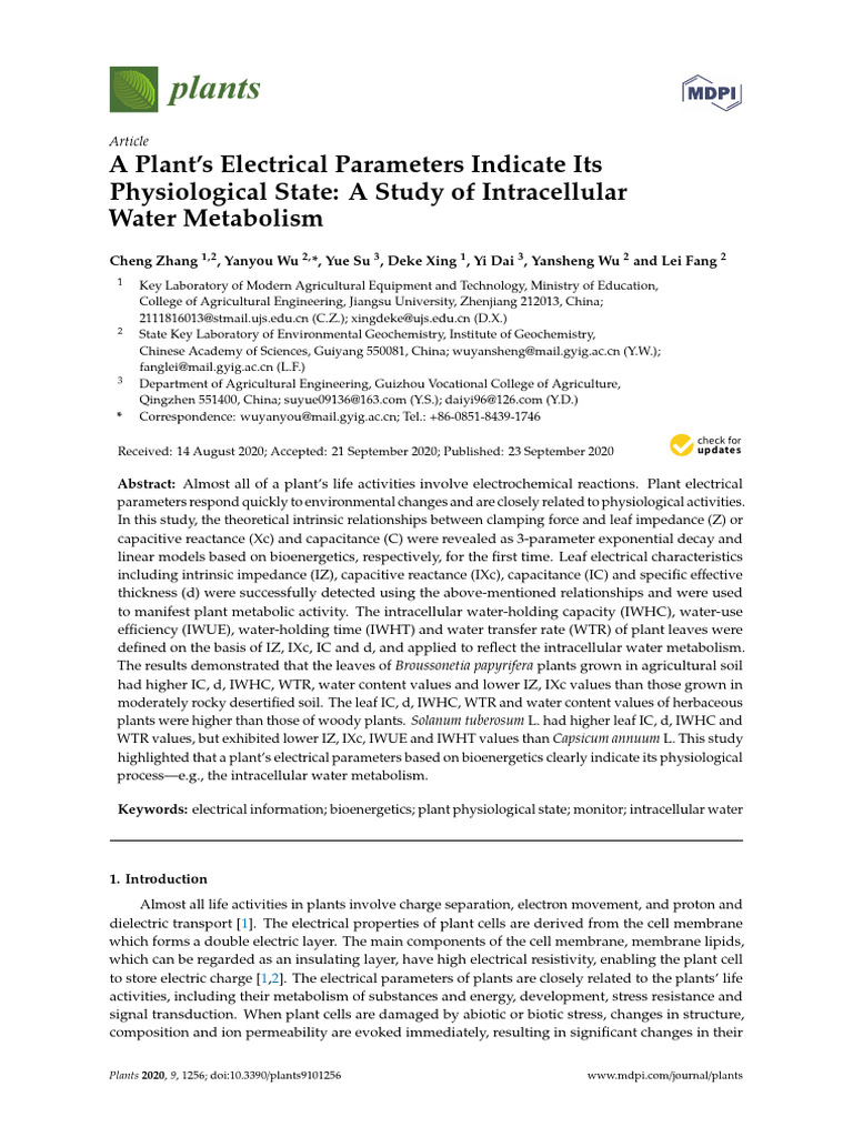 plants-09-01256-v2 | PDF | Capacitor | Electrical Impedance
