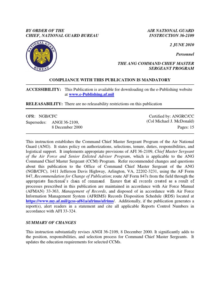 Angi36-2109 CCM | PDF | United States Air Force | Non Commissioned Officer