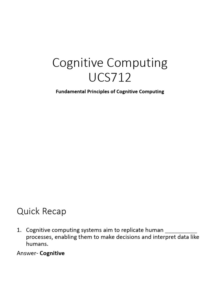 Fundamental Principles of Cognitive Computing | PDF | Hypothesis | Data