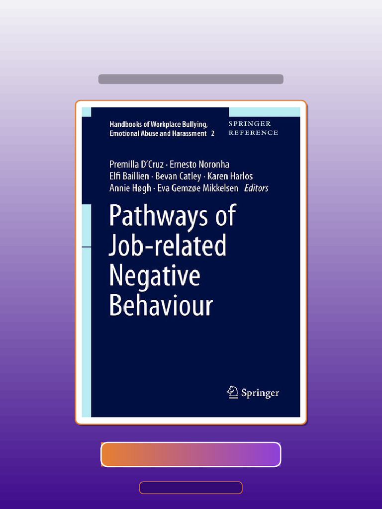 Pathways of Jobrelated Negative Behaviour Handbooks of Workplace ...