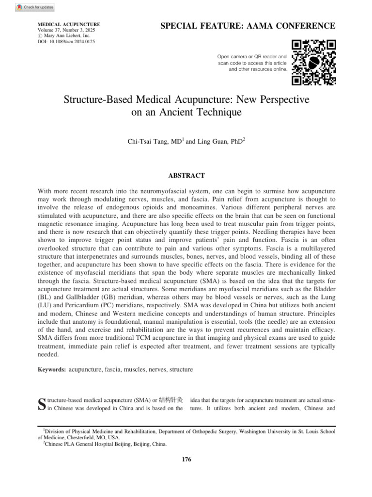 Tang Guan 2025 Structure Based Medical Acupuncture New Perspective On ...