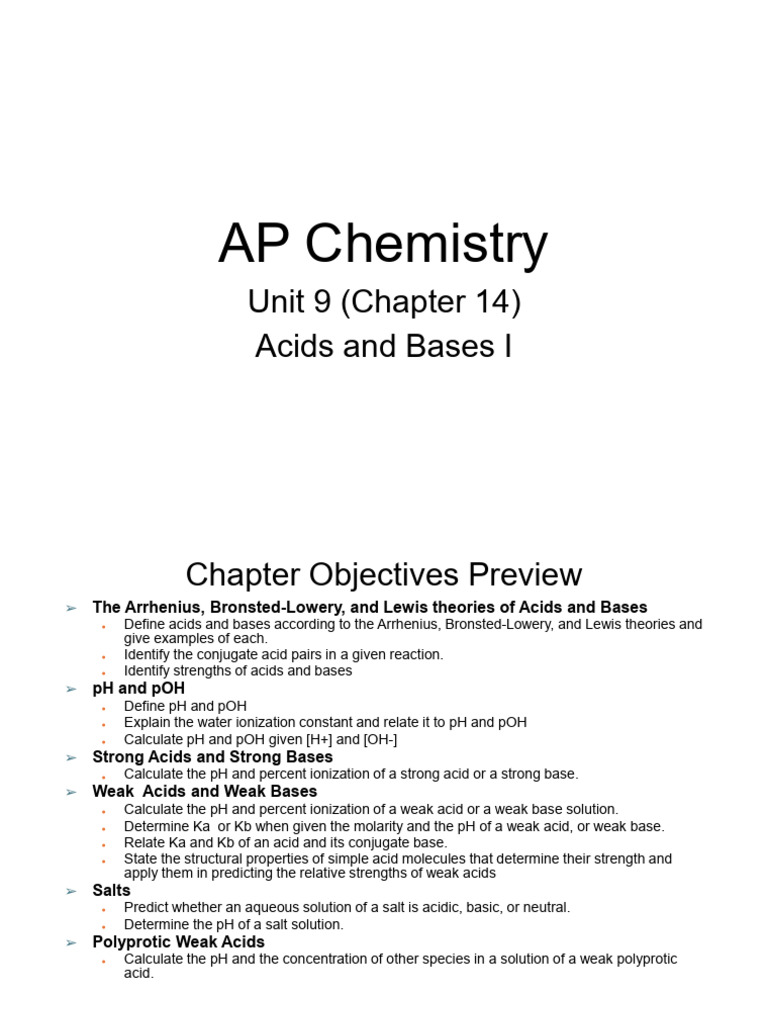 [ppt] Unit 9 | PDF | Acid | Ph