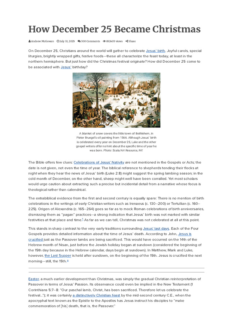 Origins of December 25 Christmas Date | PDF | Jesus | Nativity Of Jesus