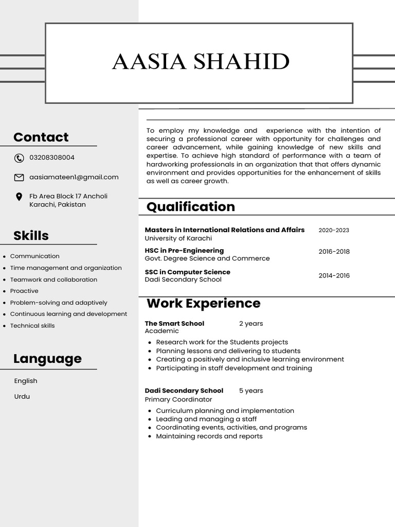 Grey and White CV Resume | PDF | Intelligence | Learning