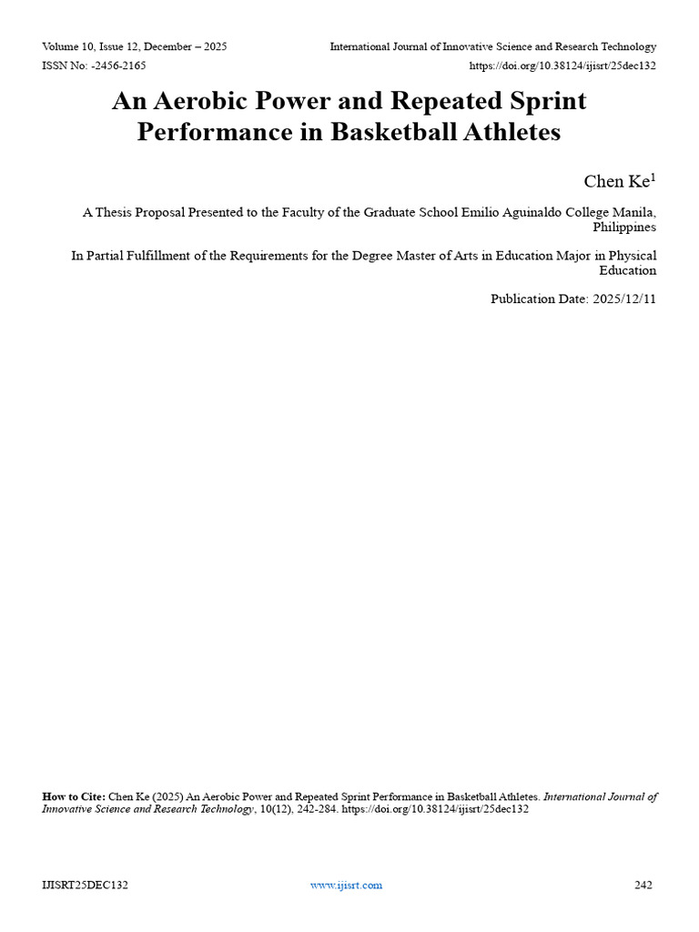 An Aerobic Power and Repeated Sprint Performance in Basketball Athletes ...