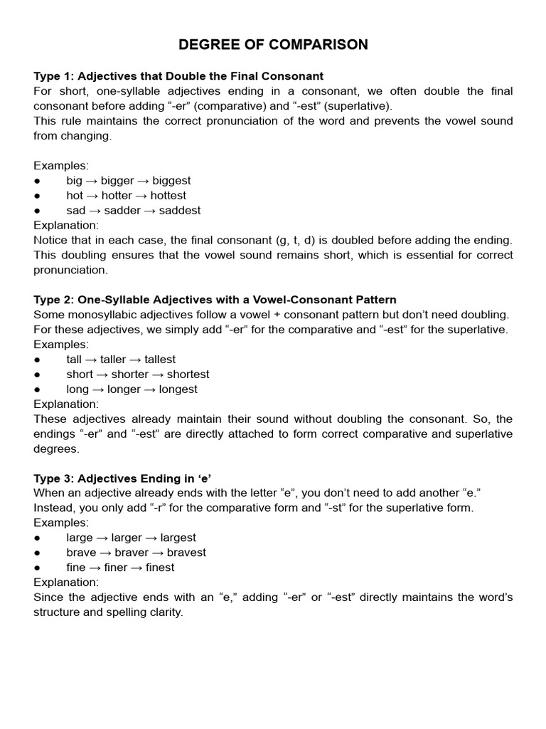 Adjective Comparison Rules Explained | PDF | Languages | Foreign ...