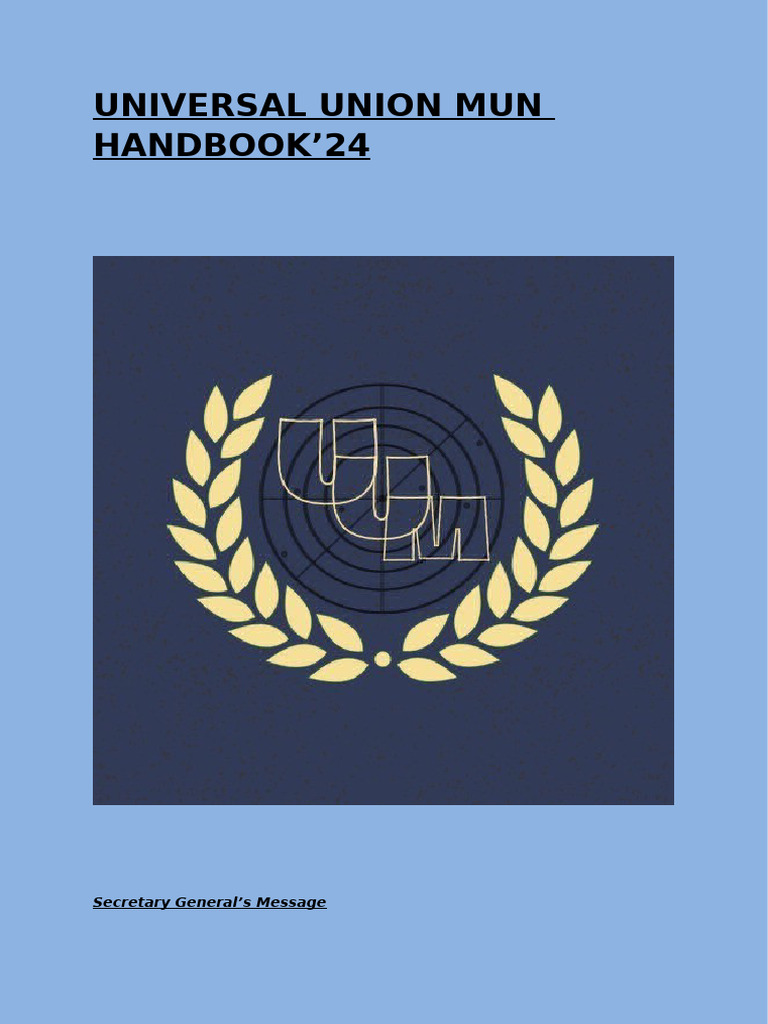 HANDBOOK UNIVERSAL UNION MODEL UNITED NATIONS '24 (1) | PDF | Committee ...