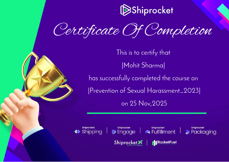 Completion Certificate: Sexual Harassment Course | PDF