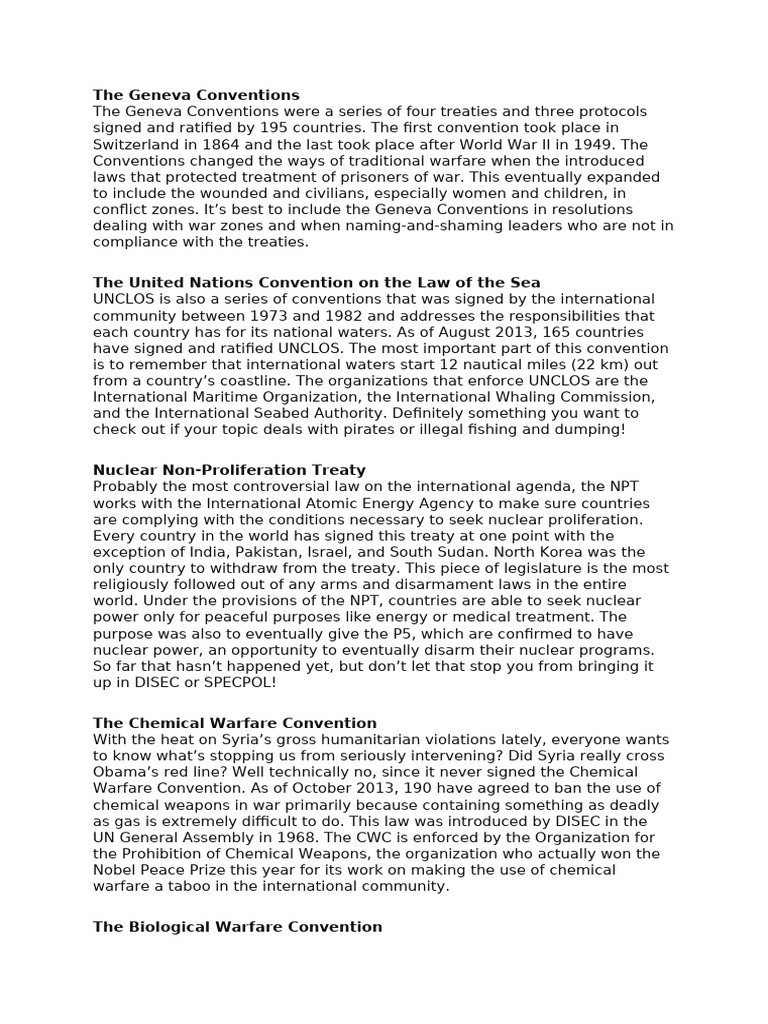 Overview of Key International Treaties | PDF | Responsibility To ...