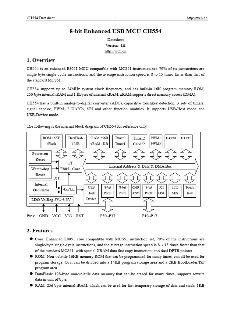 CH554 8-bit USB MCU Datasheet | PDF | Usb | Pointer (Computer Programming)