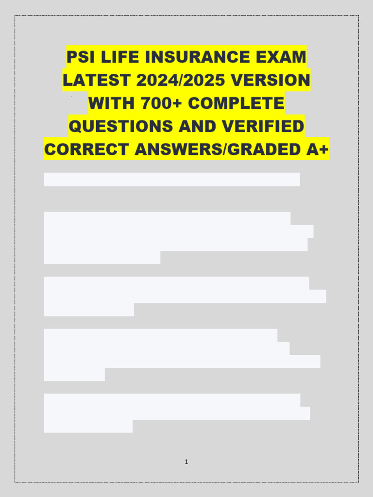 PSI Life Insurance Exam 2024/2025 Guide | PDF | Insurance | Life Insurance