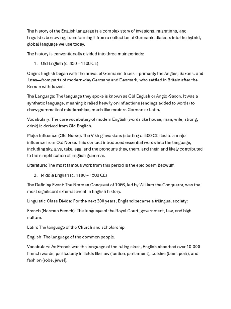 Evolution of the English Language | PDF | English Language | Linguistics