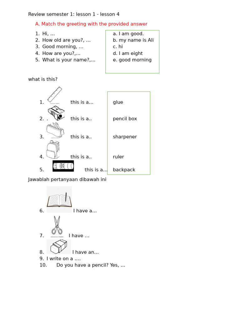 Review Semester 1 | PDF