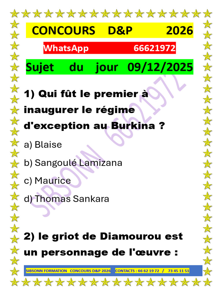 Questions du Concours D&P 2026 | PDF