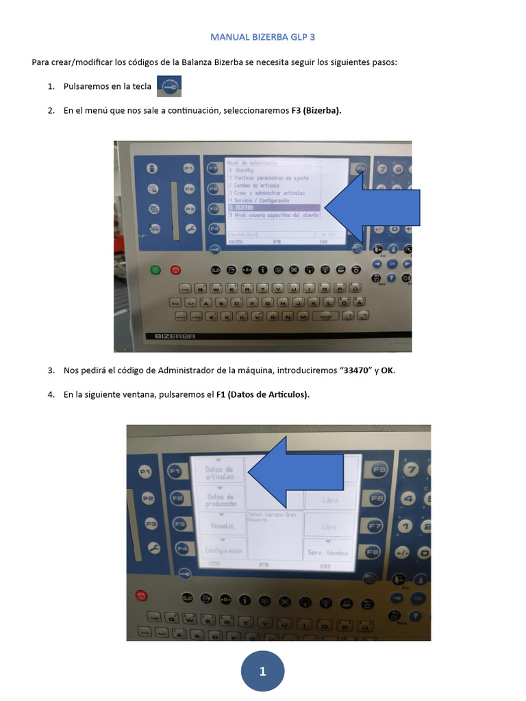 Manual Bizerba GLP 3 | PDF