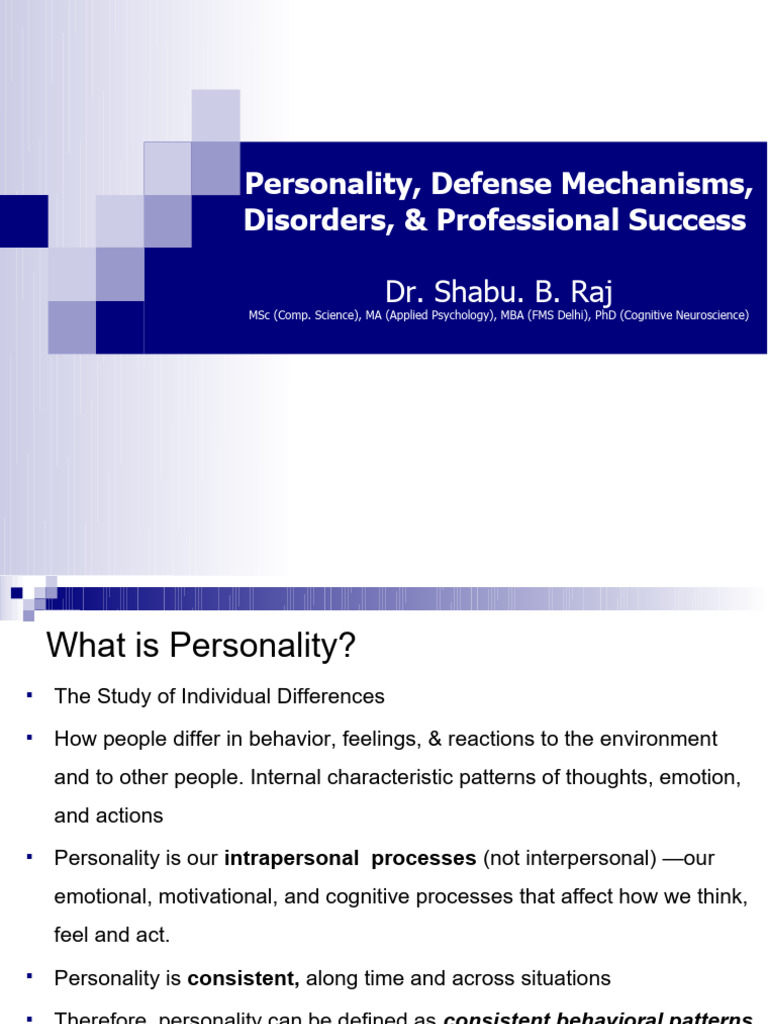 Personality and Defence Mechanisms IIST 11sept2024 | PDF | Psychology ...