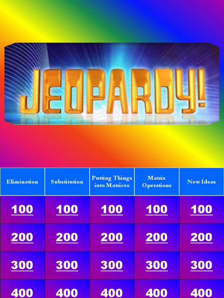 Jeopardy Review | PDF | Matrix (Mathematics) | Linear Algebra
