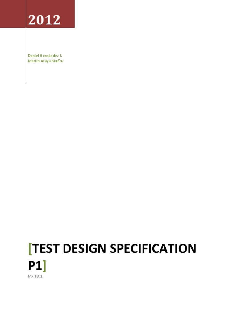 Test Design Specification P1 | Download Free PDF | Division ...