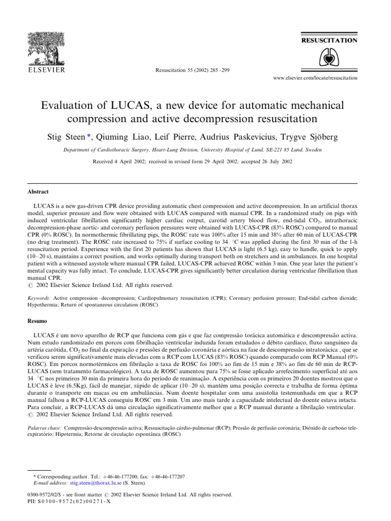 Evaluation of LUCAS a New Device for Aut | PDF | Cardiopulmonary ...