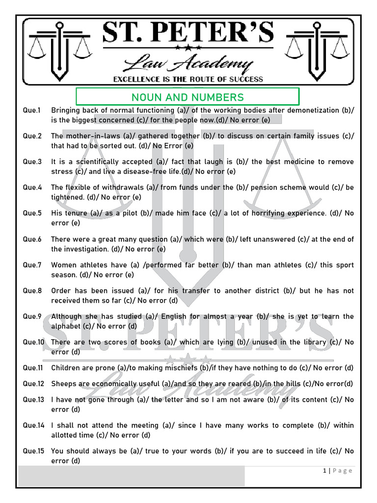 Noun and Numbers (27-08-2023) | PDF