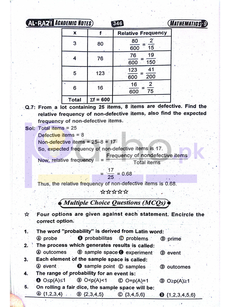 9th Math Unit 13 MCQs | PDF