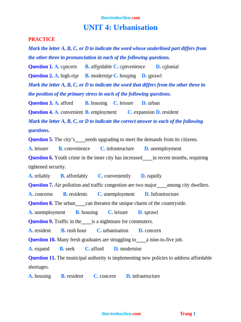 Unit 4 - BT Bo Tro | PDF | Urbanization | Australia