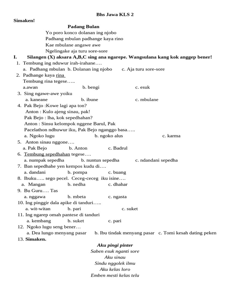 Bhs. Jawa KLS 2 | PDF