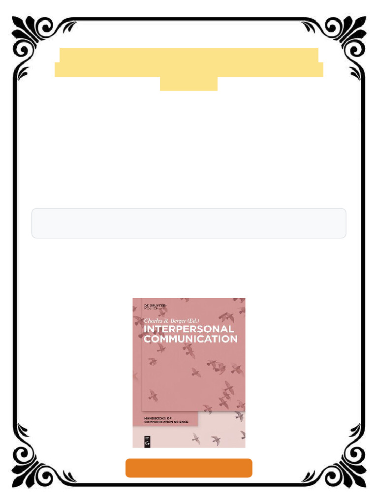 Interpersonal Communication Charles R. Berger ebook 2025 newest release ...