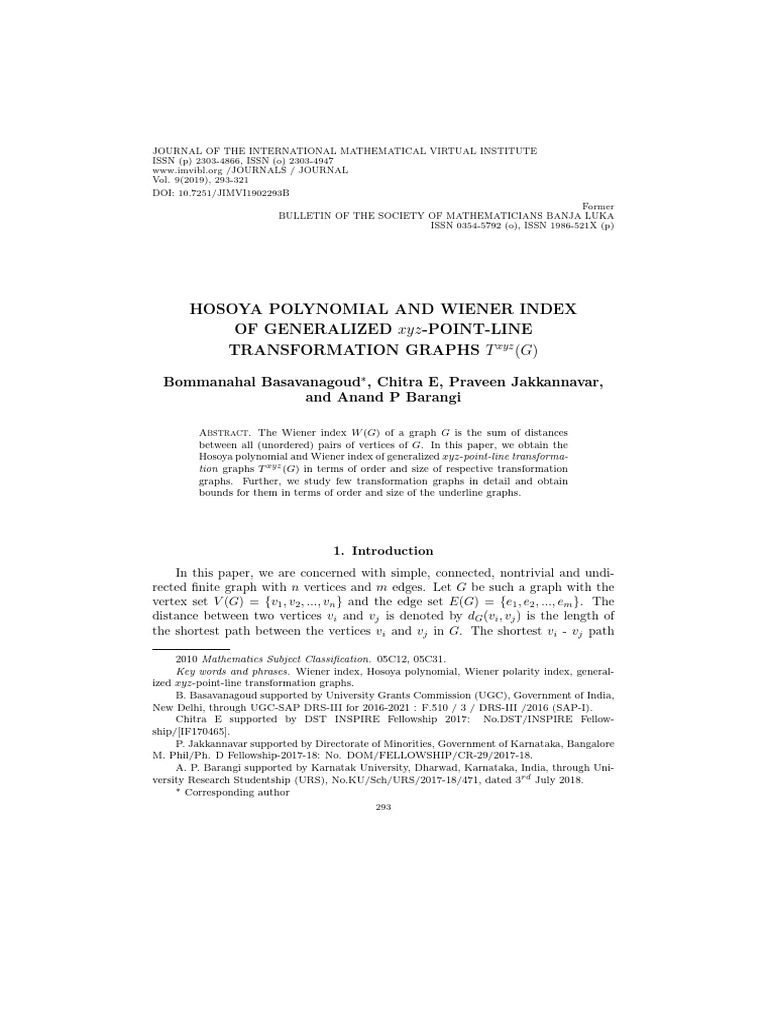 Hosoya Polynomial & Wiener Index Analysis | PDF | Vertex (Graph Theory ...
