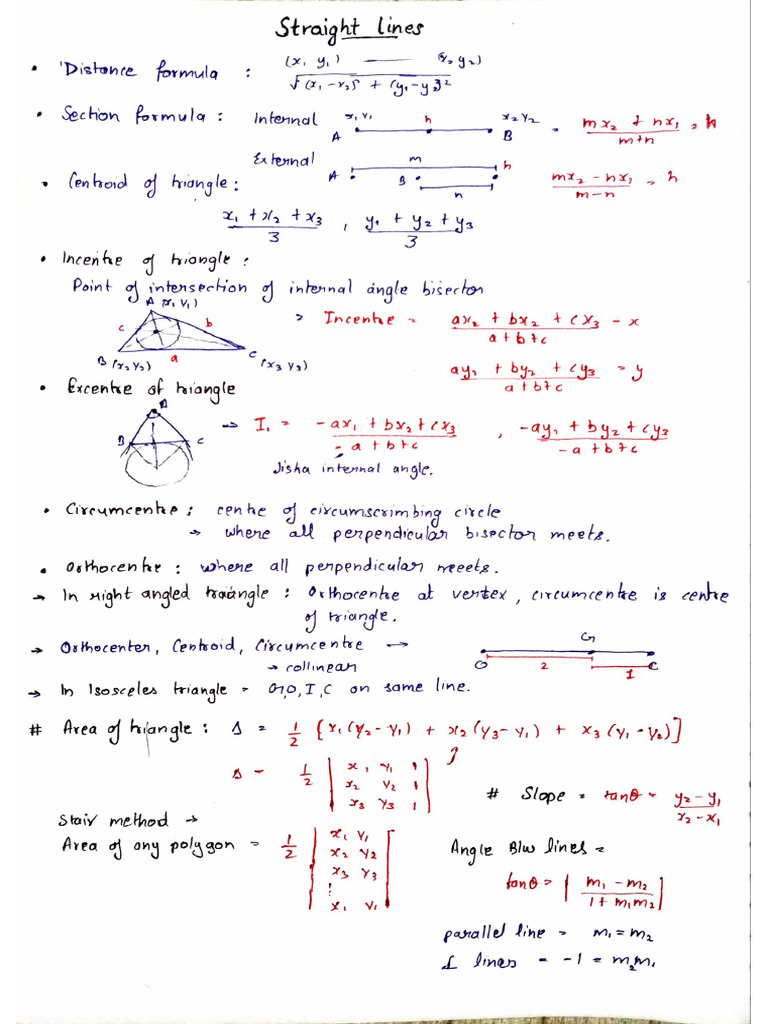 Coordinate Geometry Formula Sheet | PDF