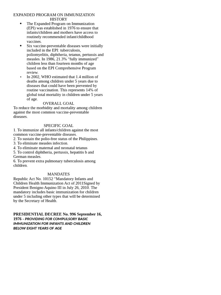 Expanded Program on Immunization | PDF
