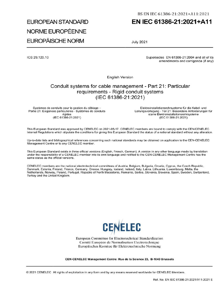 BS en Iec 61386-21-2021+a11-2021 | PDF