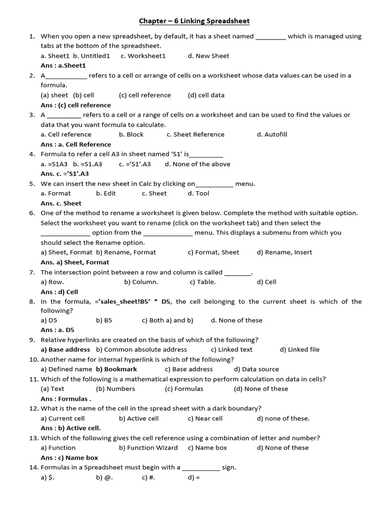Spreadsheet Linking and Hyperlinking Guide | PDF | Spreadsheet ...