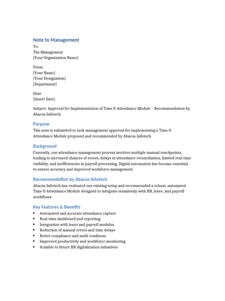 Time Attendance Approval Note | PDF