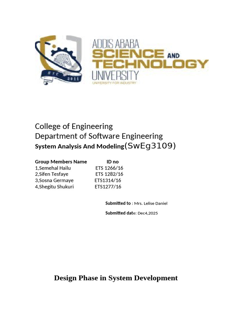 System Design Phase in Software Engineering | PDF | Client–Server Model ...