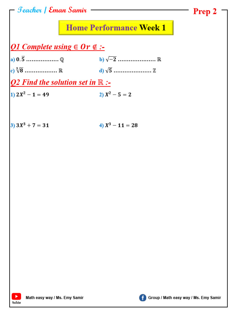 Math Exercises for Prep 2 Students | PDF | Triangle | Area