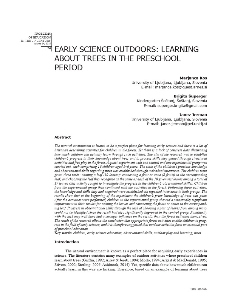 Early Science Outdoors Learni | PDF | Experiment | Trees