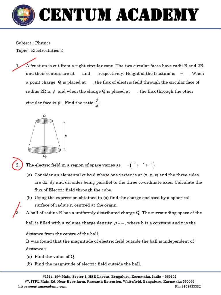 Electrostatics Problems and Solutions | PDF | Sphere | Electric Field