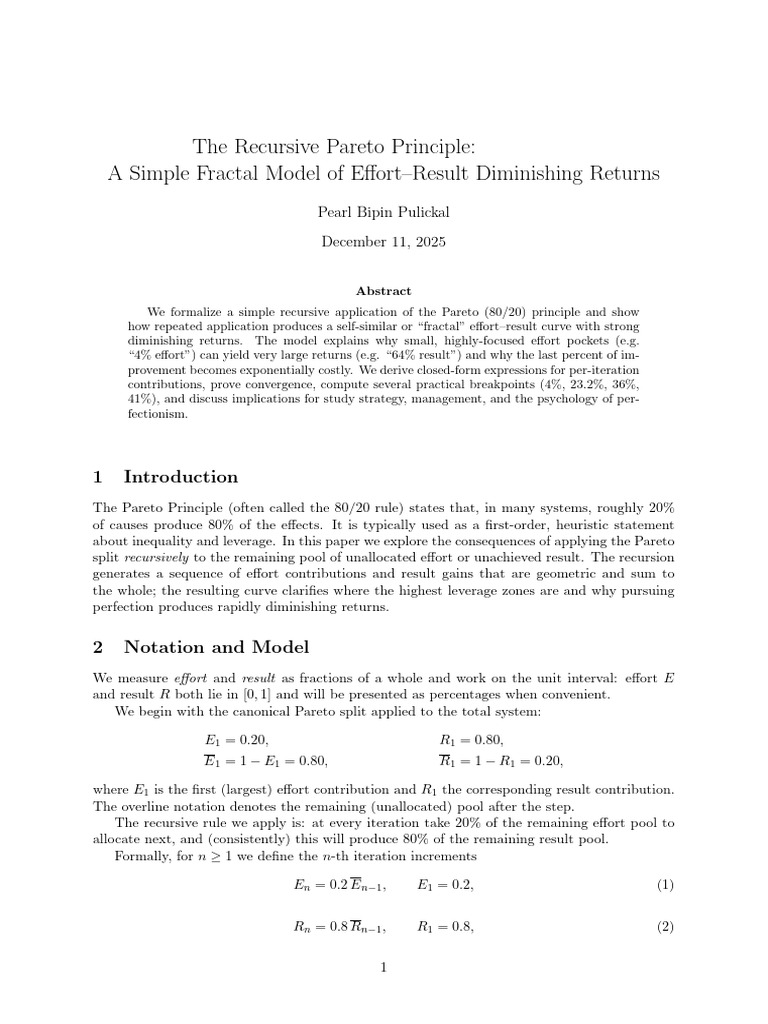 The Fractal Pareto Principle by Pearl Bipin Pulickal | PDF | Fractal ...