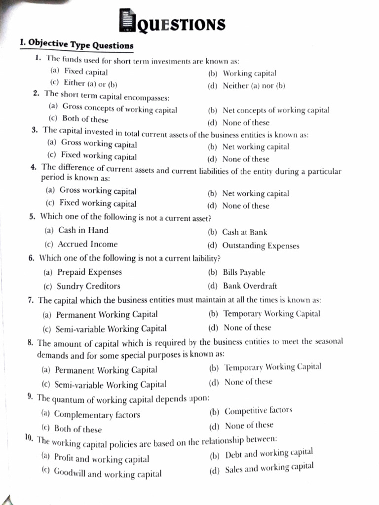 Working Capital Management Quiz | PDF | Working Capital | Financial ...