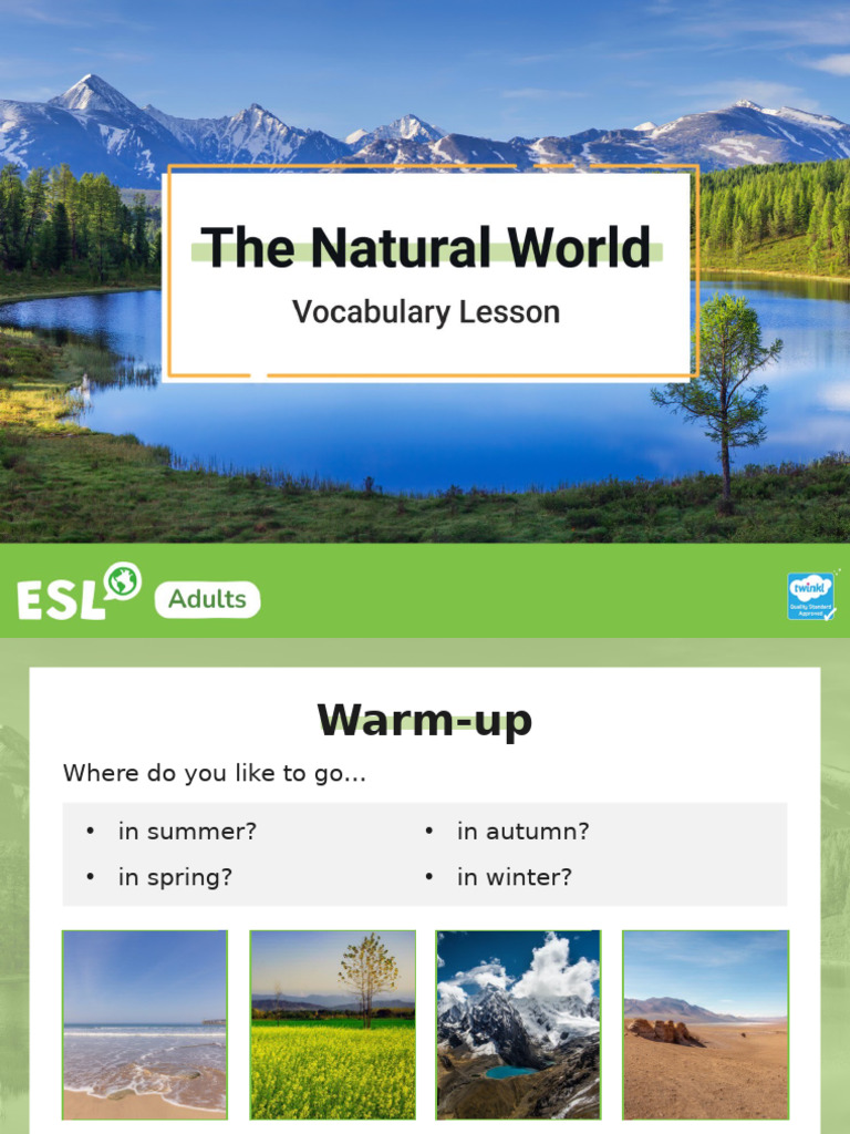 t 1738148697a Esl the Natural World Vocabulary Lesson Adults a1 a2 Powerpoint Ver 2 | PDF ...