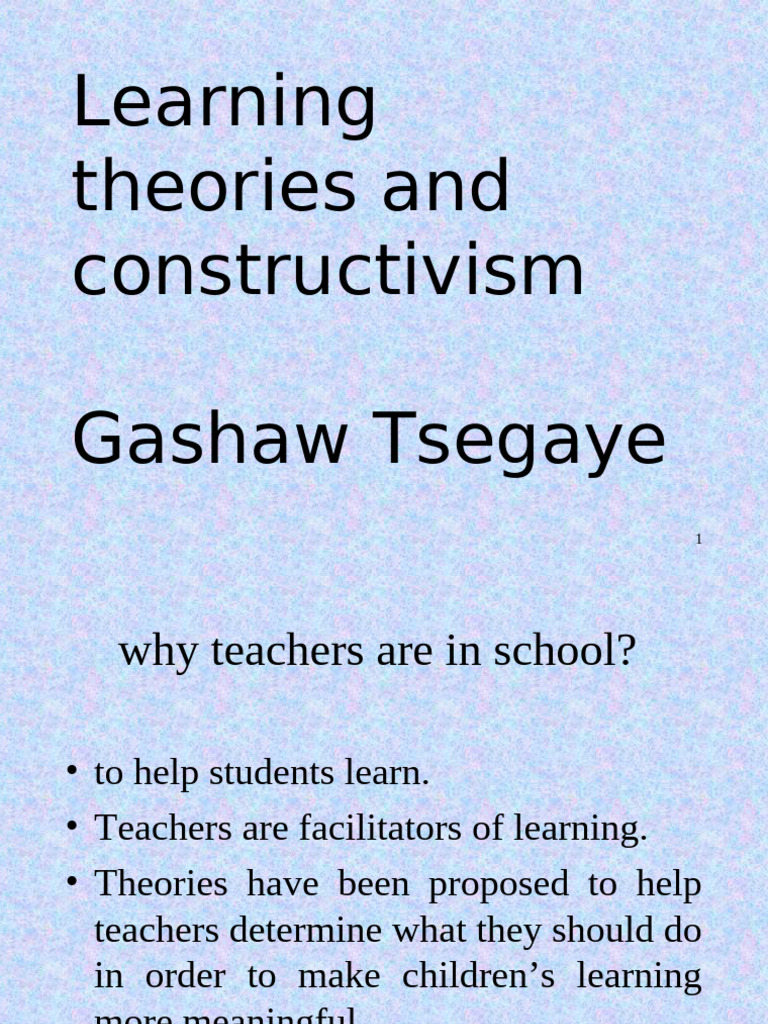 Theories Of Learning Constructivism Yosef Pdf Constructivism