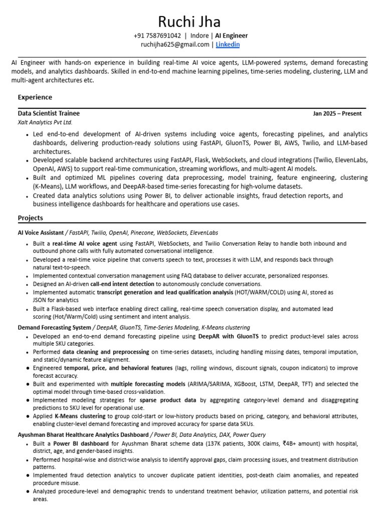 Ruchi Resume | PDF | Analytics | Artificial Intelligence