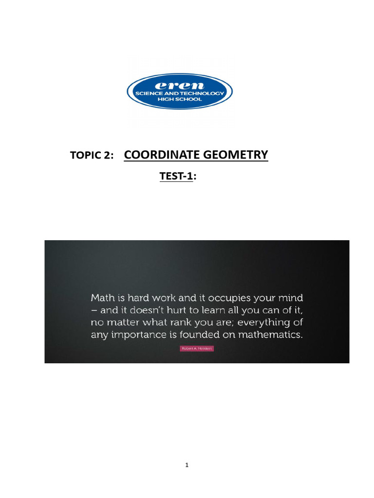 EREN Coordinate Geometry Test-1 - Grade 10 2025-2026 | PDF