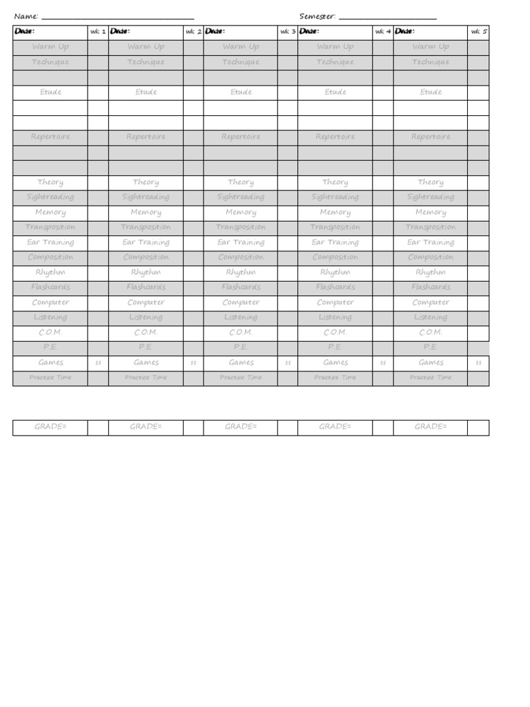 Weekly Music Practice Schedule | PDF | Human Communication | Music ...